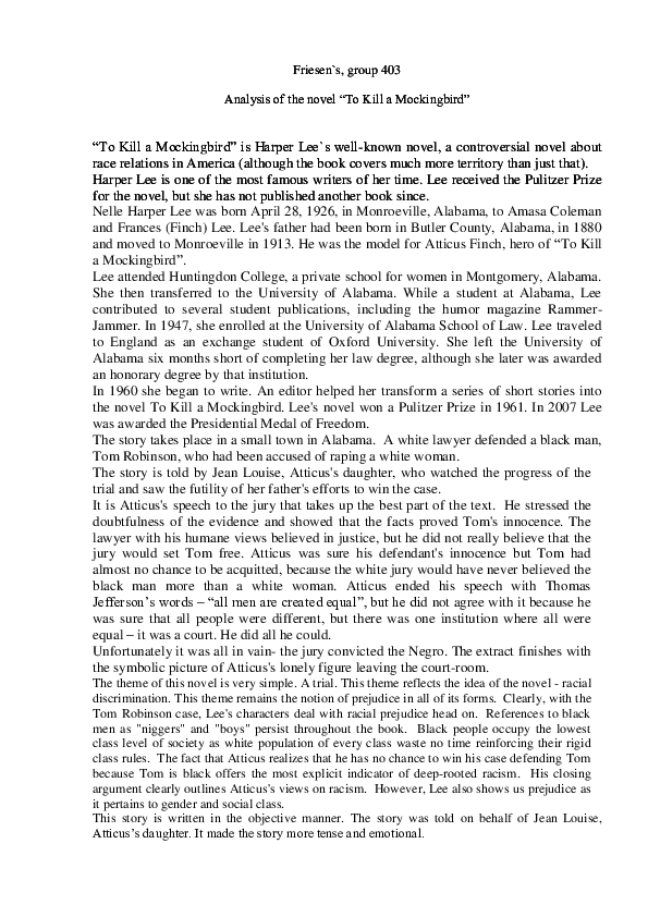 (DOC) Mockingbird