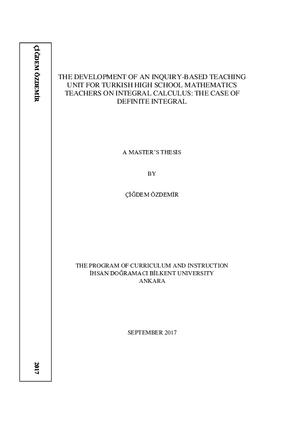 (PDF) THE DEVELOPMENT OF AN INQUIRY-BASED TEACHING UNIT FOR TURKISH ...