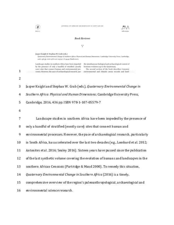 (PDF) Review of Jasper Knight and Stephan W. Grab (eds.), Quaternary ...