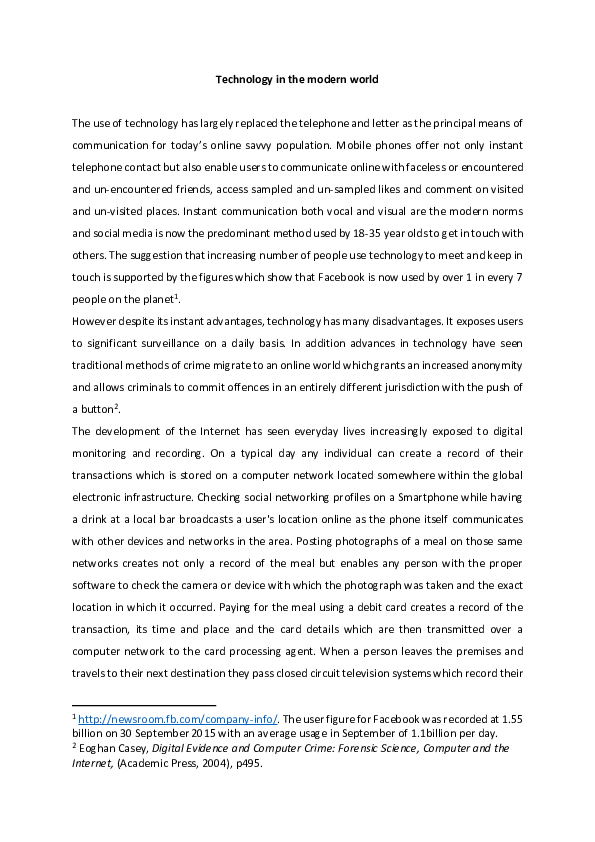 (DOC) Technology in the modern world