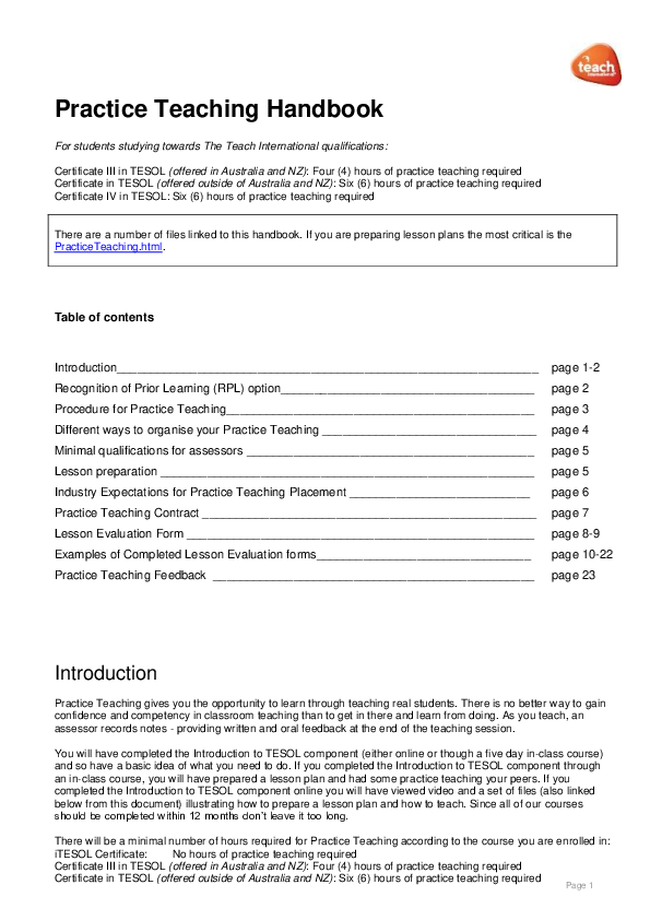 (PDF) Practice Teaching Handbook