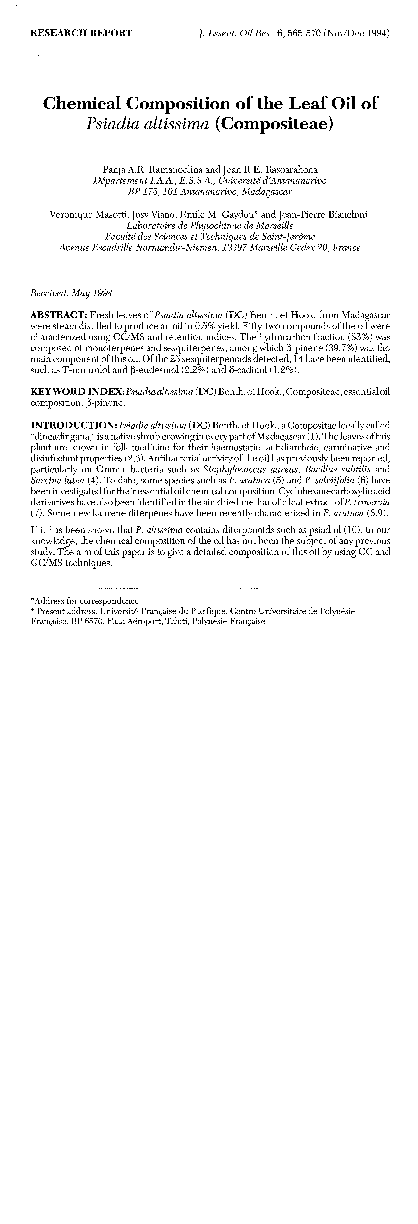 (PDF) Chemical Composition of the Leaf Oil of Psiadia altissima ...