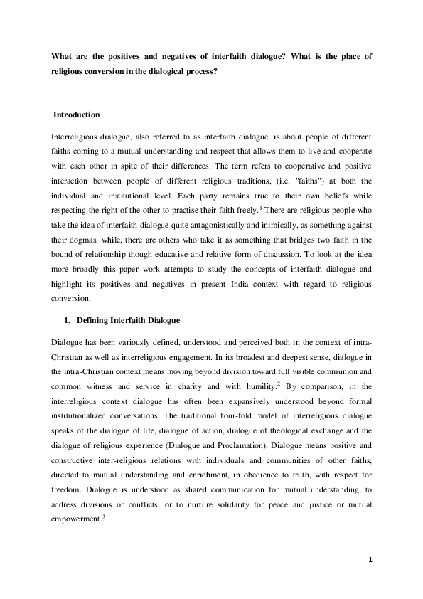 (DOC) THE POSITIVES AND NEGATIVES OF INTERFAITH DIALOGUE
