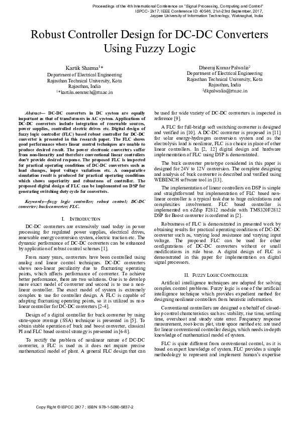 (PDF) Robust Controller Design for DC-DC Converters Using Fuzzy Logic