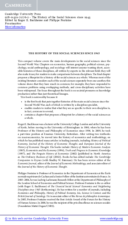 (PDF) The History of the Social Sciences Since 1945 (Cambridge ...