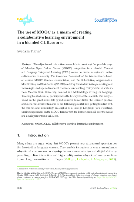 (PDF) The use of MOOC as a means of creating a collaborative learning ...