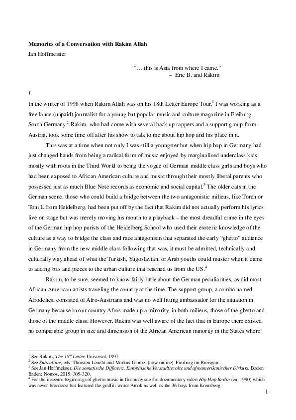 (PDF) Memories of a Conversation with Rakim Allah