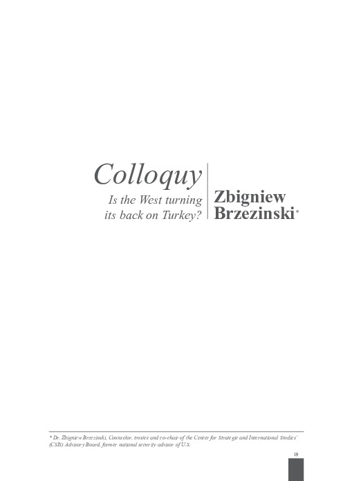 (PDF) Colloquy with Zbigniew Brzezinski, "Is the West turning its back to Turkey?"