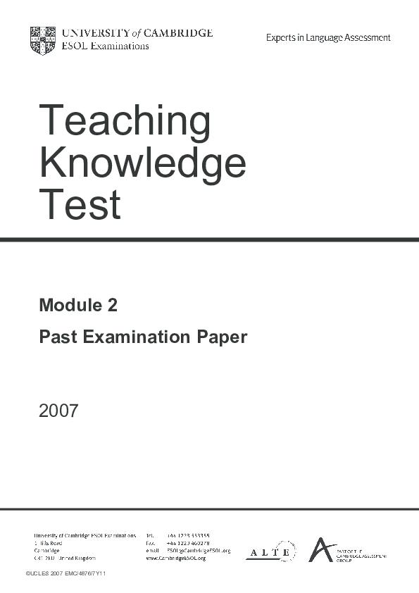 (PDF) Teaching Knowledge Test Module 2 Past Examination Paper