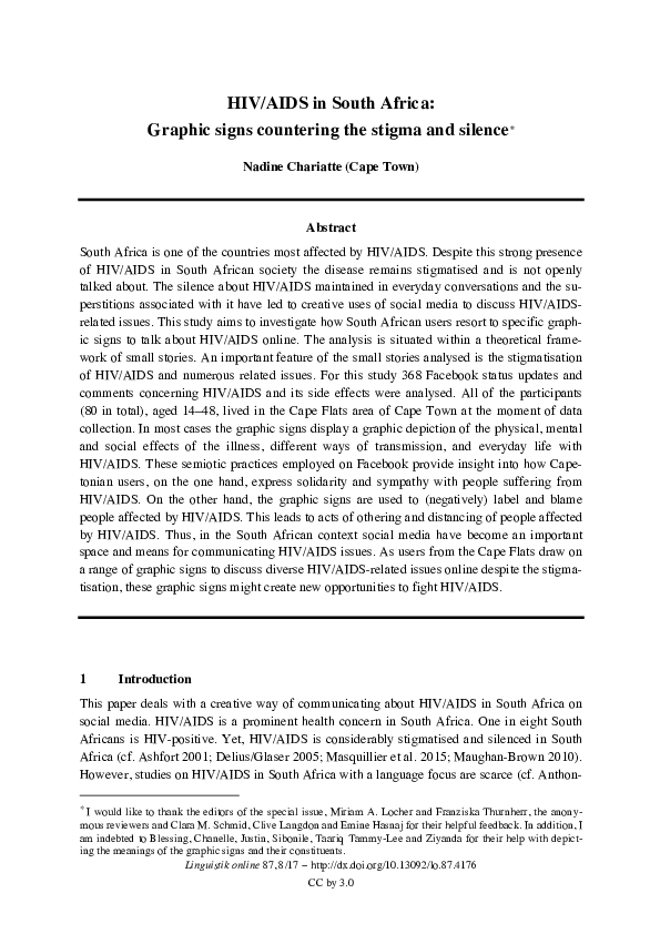 (PDF) HIV/AIDS in South Africa: Graphic signs countering the stigma and ...