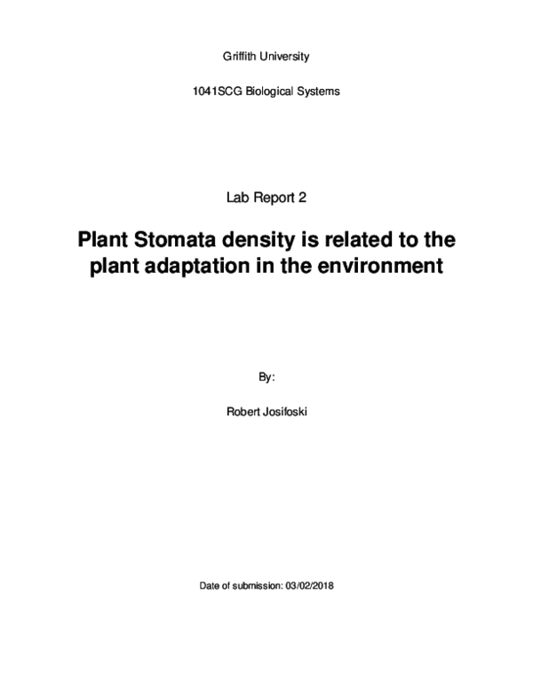 (PDF) Plant Stomata density is related to the plant adaptation in the ...