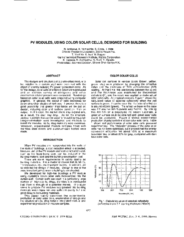 (PDF) PV modules, using color solar cells, designed for building