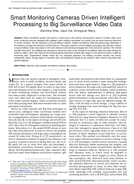 (PDF) Smart Monitoring Cameras Driven Intelligent Processing to Big ...