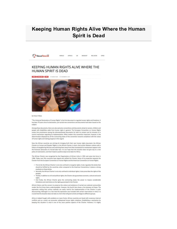 (PDF) Keeping Human Rights Alive Where the Human Spirit is Dead