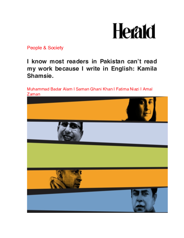 (PDF) Herald Magazine - Interview with Four Pakistani novelists writing ...