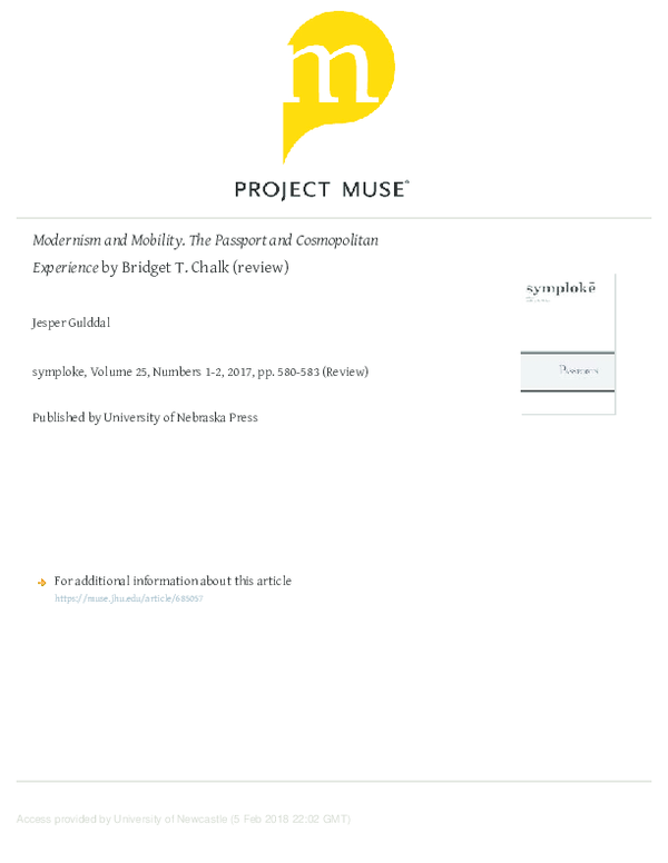 (PDF) Review: Bridget T. Chalk, Modernism and Mobility