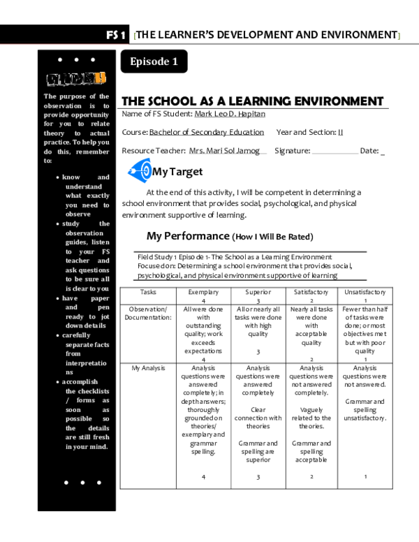 (PDF) THE SCHOOL AS A LEARNING ENVIRONMENT