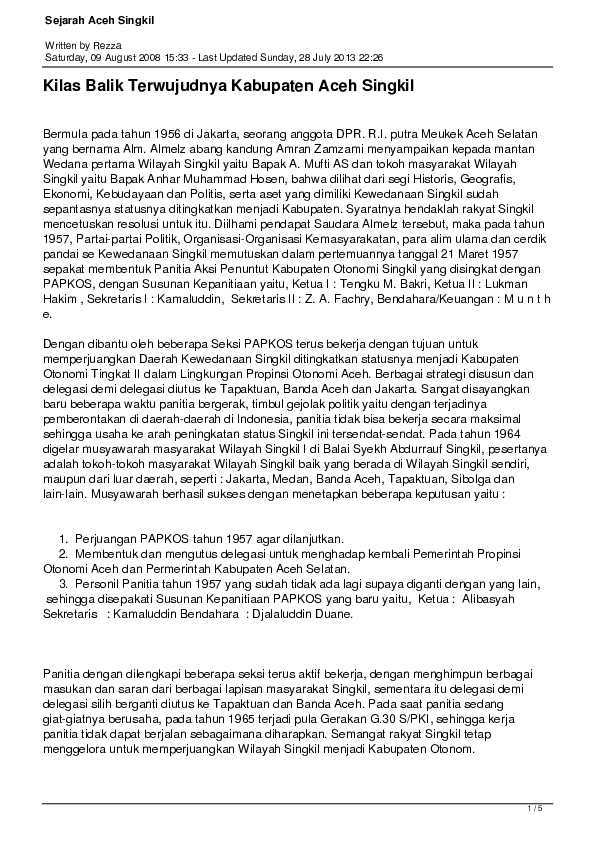 (PDF) Sejarah Aceh Singkil