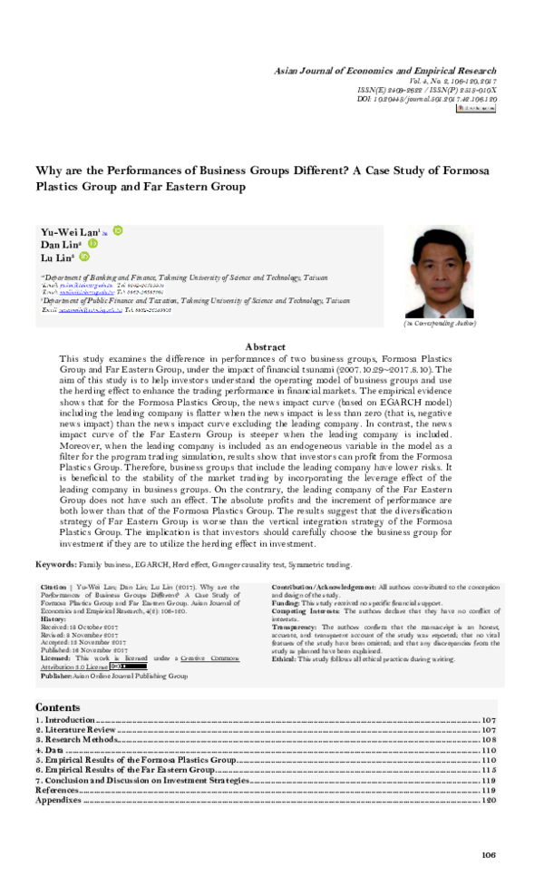 (PDF) Why are the Performances of Business Groups Different? A Case Study of Formosa Plastics ...