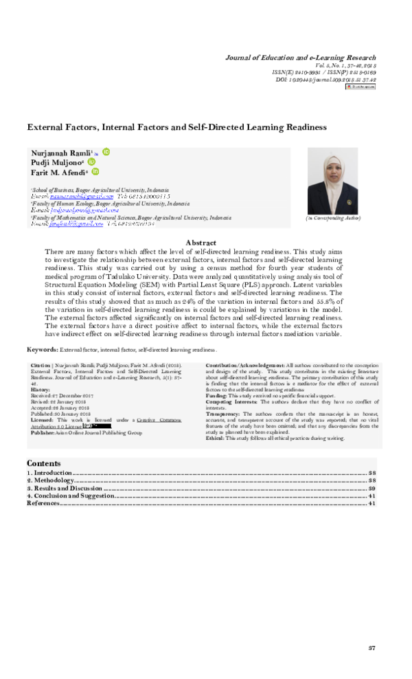 (PDF) External Factors, Internal Factors and Self-Directed Learning Readiness