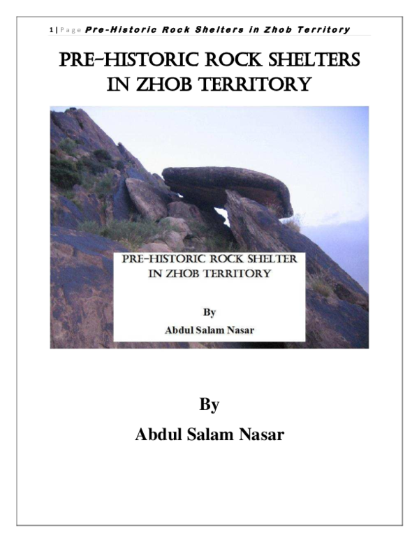 (PDF) Pre-Historic Rock Shelters in Zhob Territory