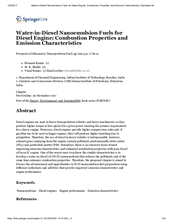 (PDF) Water-in-Diesel Nanoemulsion Fuels for Diesel Engine: Combustion ...