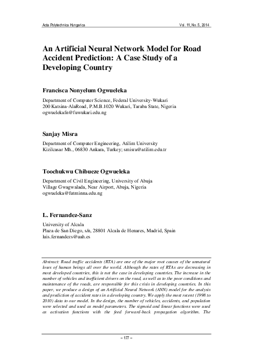 (PDF) An artificial neural network model for road accident prediction ...
