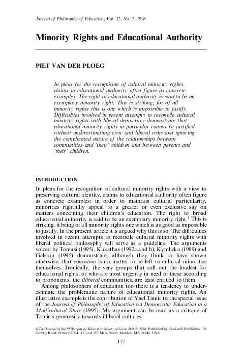 (PDF) MINORITY RIGHTS AND EDUCATIONAL INSTITUTIONS: OVERLOOK AT THE ...