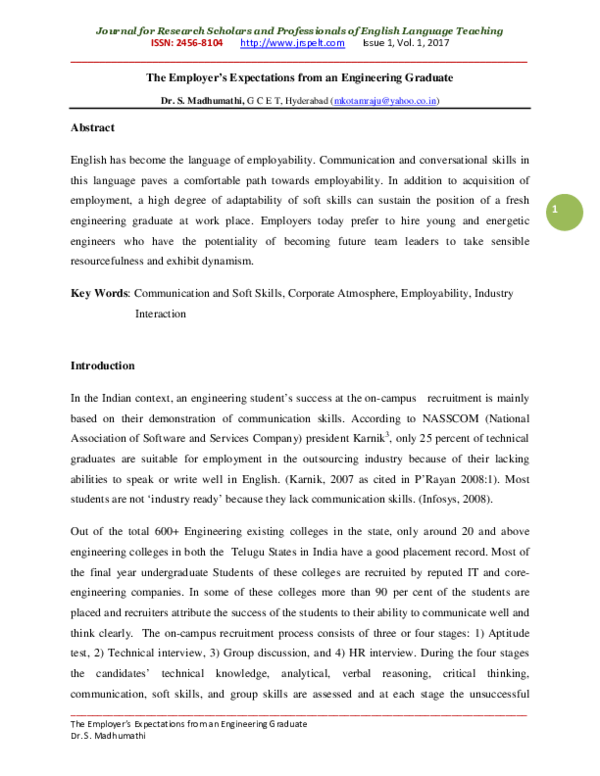 (PDF) The Employer’s Expectations from an Engineering Graduate