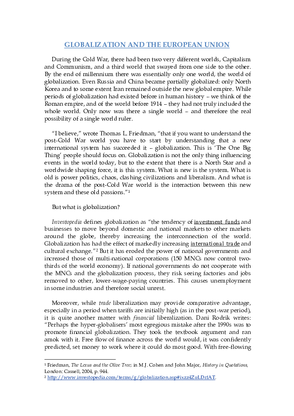 (DOC) GLOBALIZATION AND THE EUROPEAN UNION