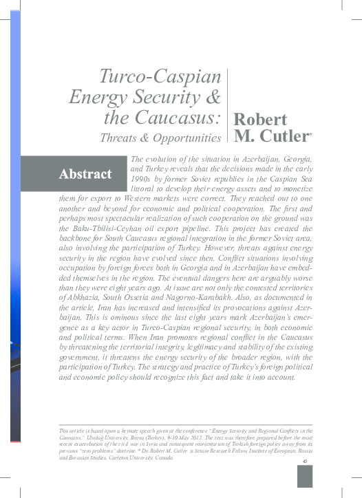 (PDF) Robert M. Cutler, "Turco-Caspian Energy Security and the Caucasus ...
