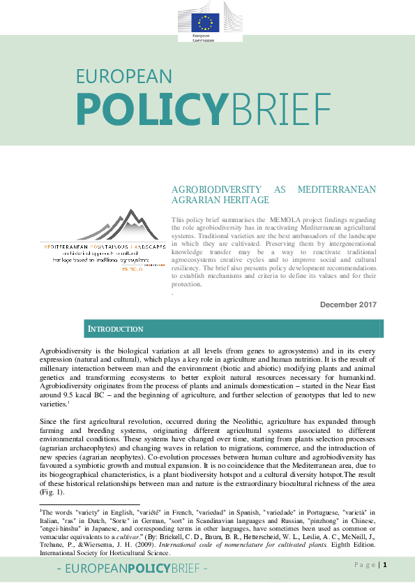 (PDF) European Policy Brief - Agrodiversity