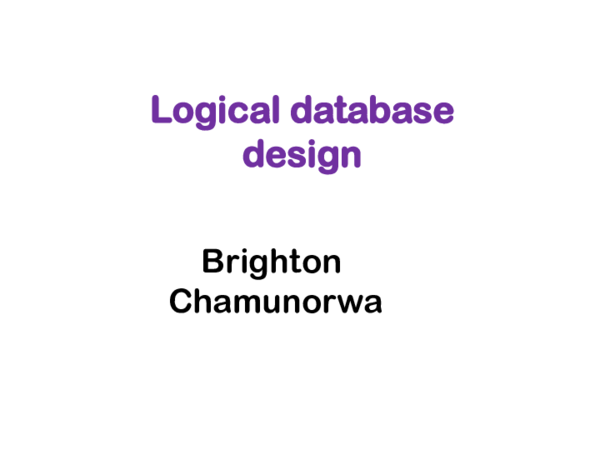 (PPT) Logical database design