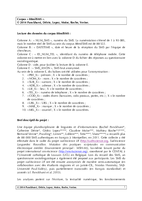 (PDF) Corpus « 88milSMS | Tlili Ameni - Academia.edu