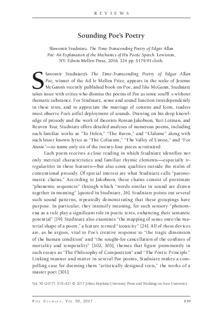 (PDF) Sounding Poe's Poetry