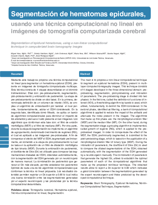 (PDF) Segmentación de hematomas epidurales, usando una técnica computacional no lineal en ...