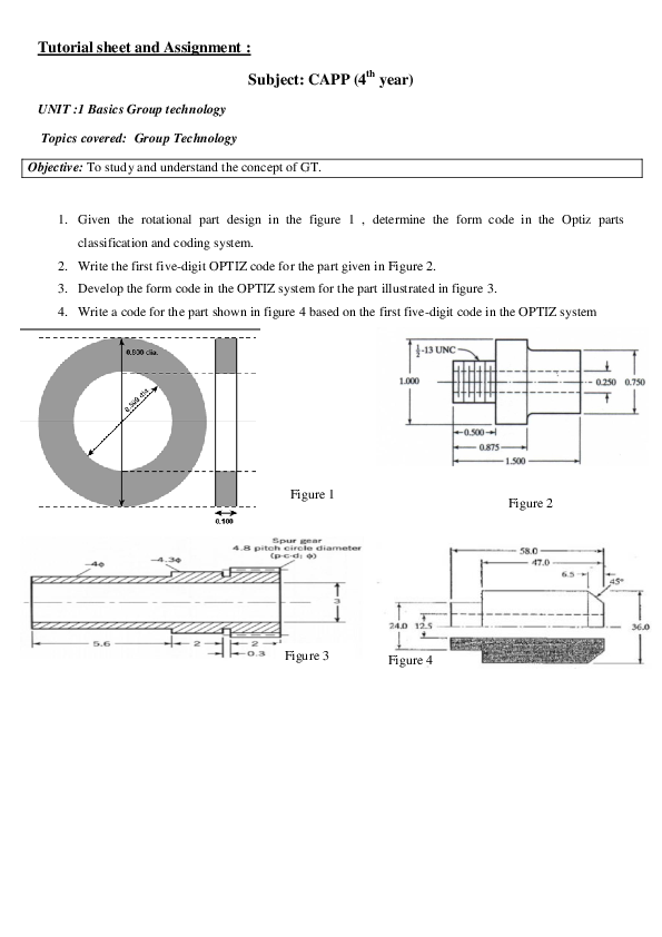 (PDF) Tutorial sheet and Assignment : Subject: CAPP (4 th year