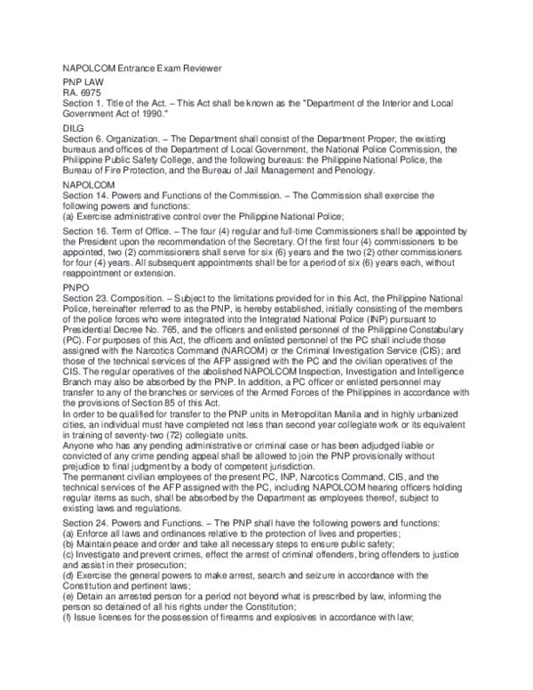 (DOC) Napolcom Pointers