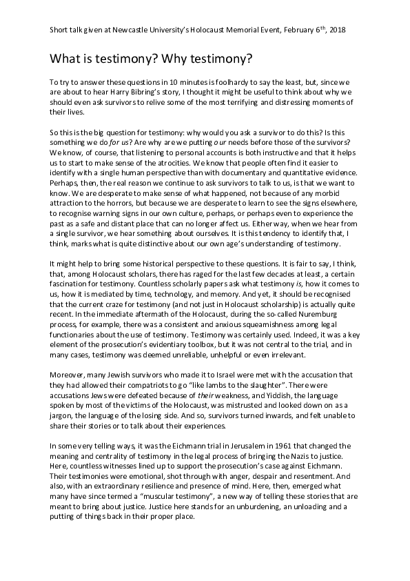 (DOC) What is testimony?