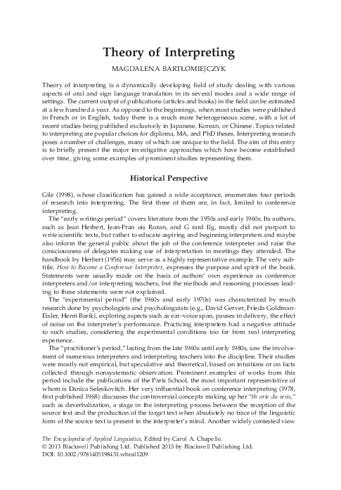 (PDF) Theory of Interpreting