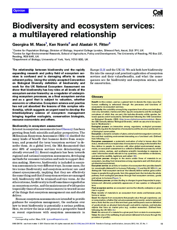 Pdf Biodiversity And Ecosystem Services Mace2012 Pdf