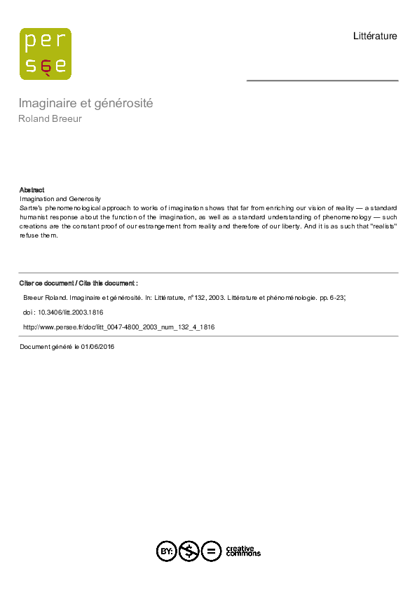 (PDF) Imaginaire et générosité