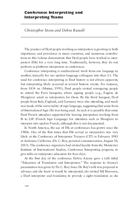 (PDF) Conference Interpreting and Interpreting Teams