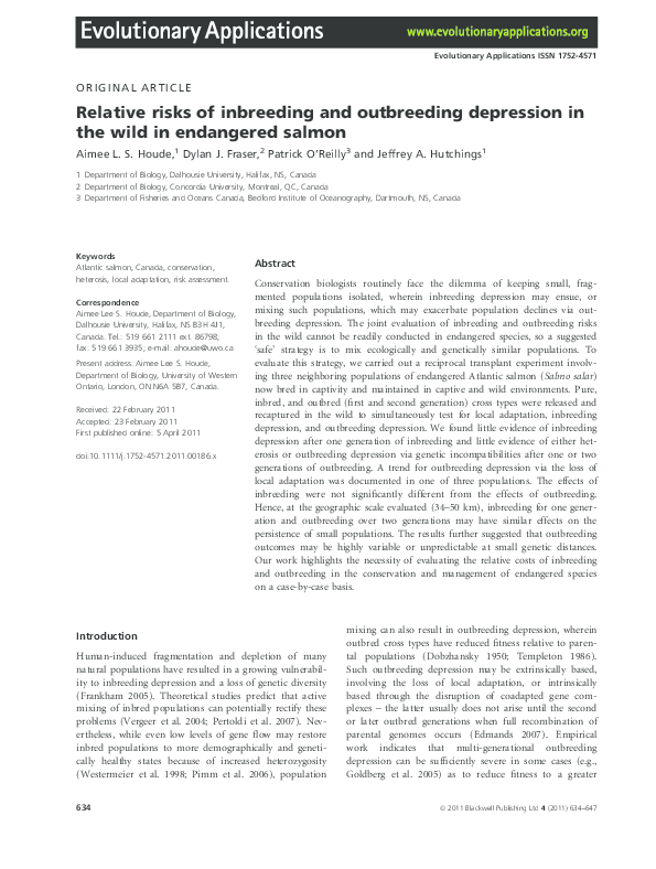 (PDF) Relative risks of inbreeding and outbreeding depression in the ...