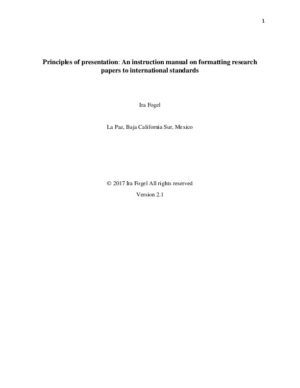 (PDF) Principles of presentation: An instruction manual on formatting ...