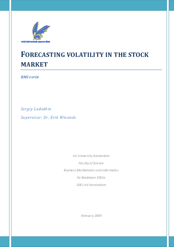 (PDF) FORECASTING VOLATILITY IN THE STOCK MARKET BMI PAPER