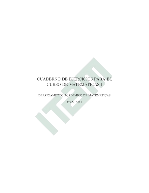(PDF) CUADERNO DE EJERCICIOS PARA EL CURSO DE MATEMÁTICAS I