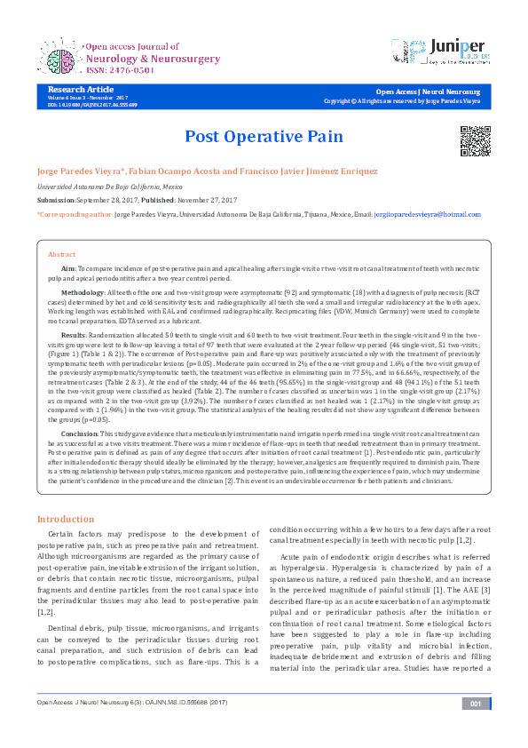 (PDF) Post Operative Pain