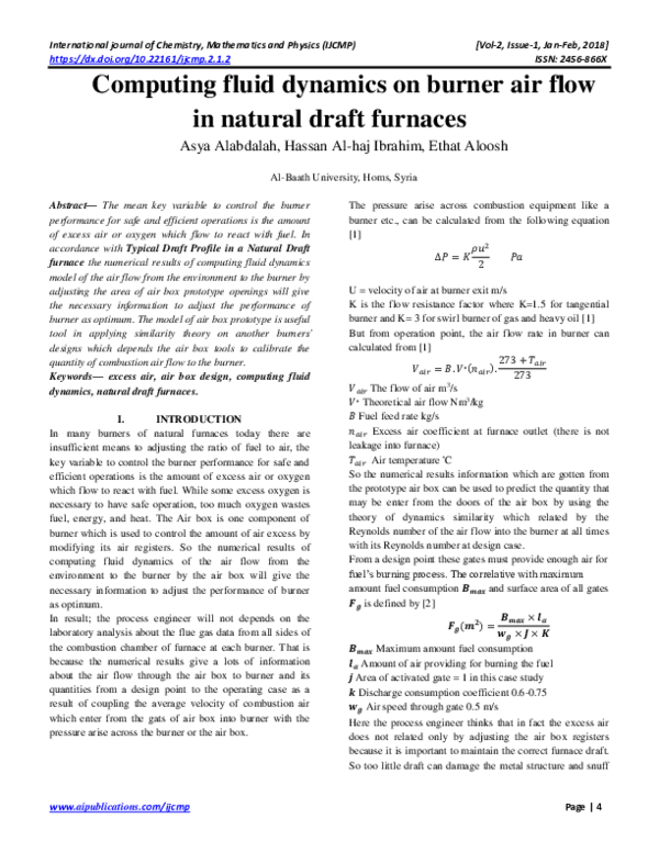 (PDF) Computing fluid dynamics on burner air flow in natural draft furnaces