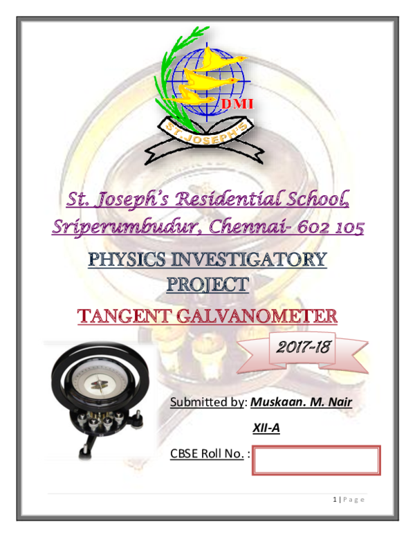 (DOC) Physics Investigatory Project XII Tangent Galvanometer